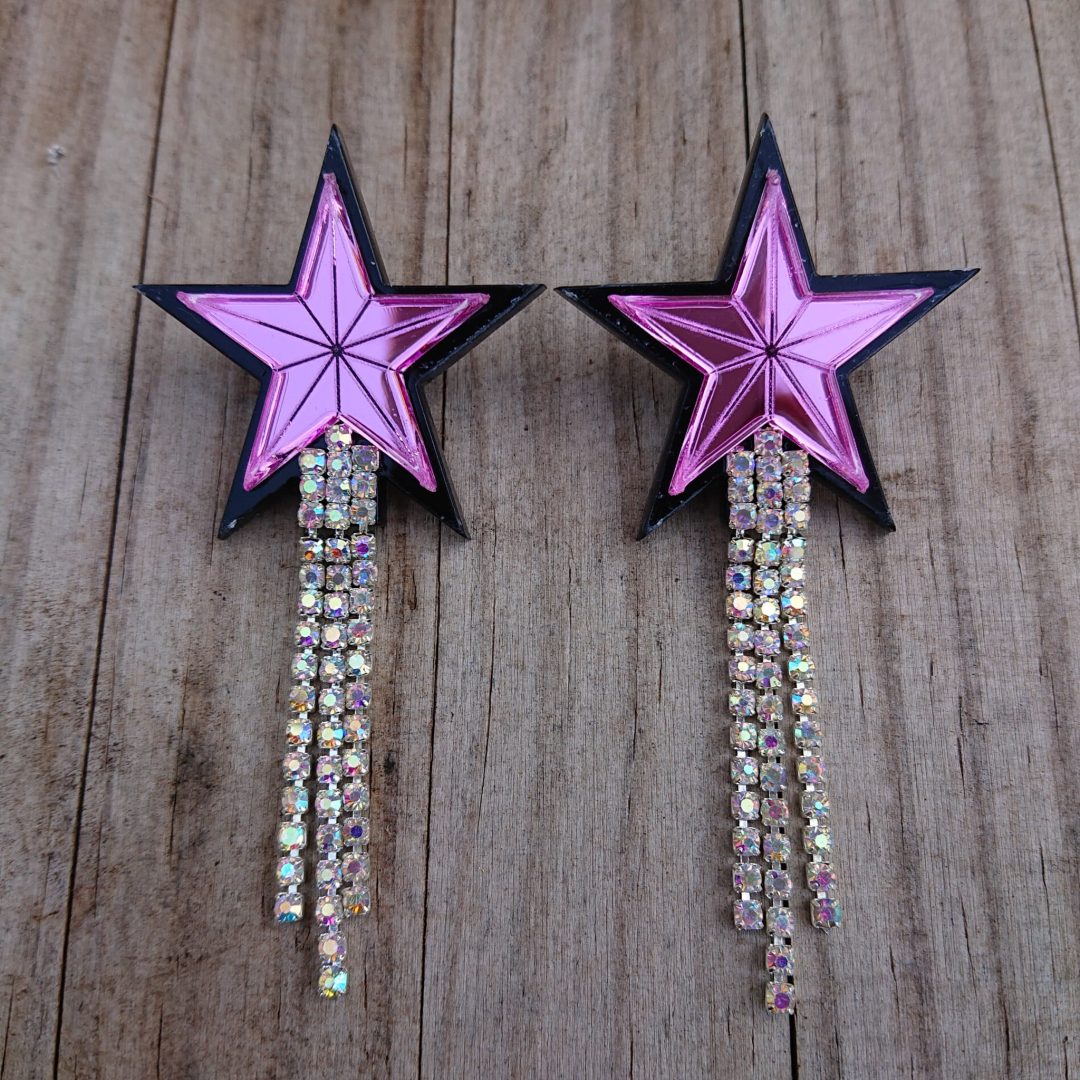 Pendiente estrella rosa - Chocolate complementos