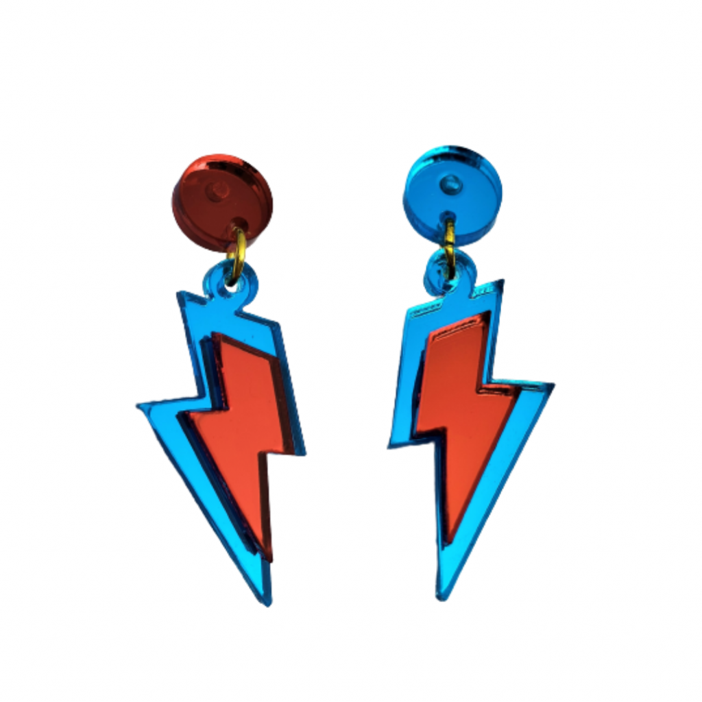Pendiente metacrilato mini rayo DAVID BOWIE - Chocolate complementos